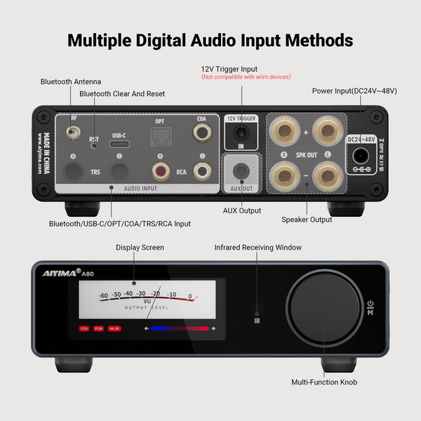 [READY STOCK] AIYIMA A80 ESS Sabre DAC & Stereo Power Amplifier Blueto
